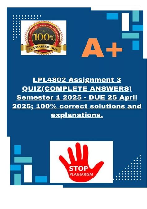 Lpl4802 Assignment 3 Quizcomplete Answers Semester 1 2025 Due 25 April 2025 Lpl4802