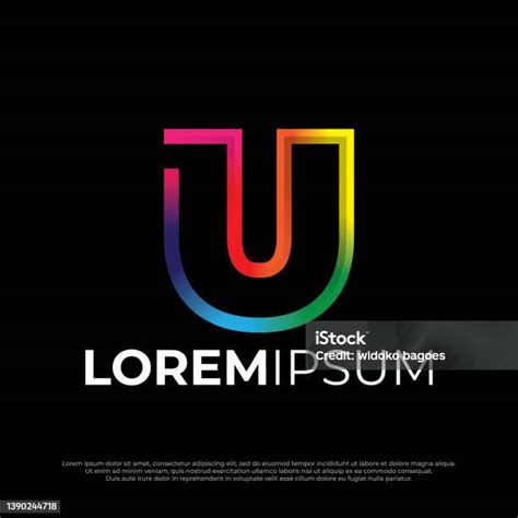 초기 편지 U 다채로운 현대 디지털 알파벳 글꼴 레인보우 색상 디자인 패션 미래 지향적 인 글꼴 로고에 대한 스톡 벡터 아트 및 기타 이미지 Istock