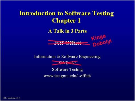 Introduction To Software Testing Chapter 1 A Talk
