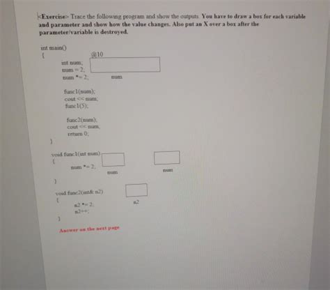 Solved Exercise Trace The Following Program And Show The