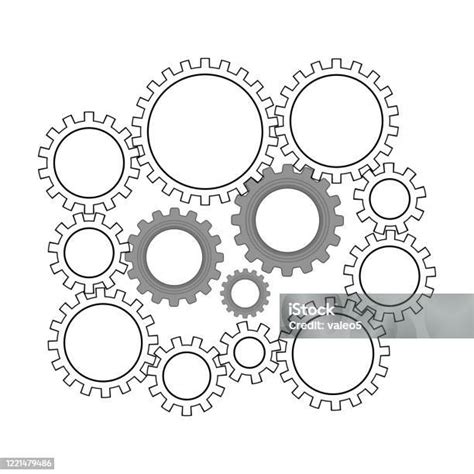 기하학적 기어 휠 아이콘 테크노 배경 기계 로고 현대 메커니즘 코그 개념 흰색 배경에 기술 기계 톱니 바퀴 도구 팀워크