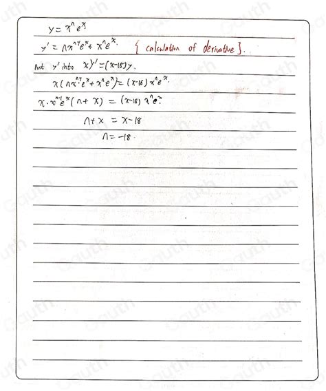 Solved Find A Value Of N Such That Y X Ne X Satisfies The Equation Xy X Y Use Symbolic