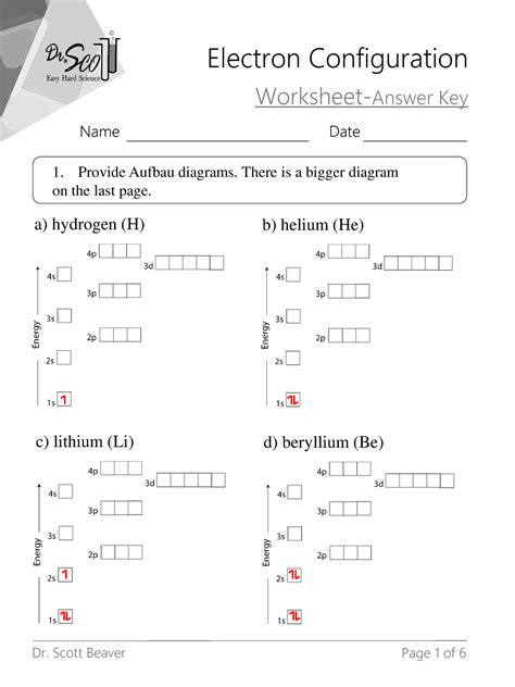 Electron Configuration Worksheet Answer Key Worksheet Answer Key Name