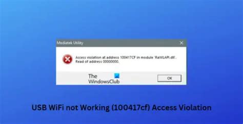 Usb Wifi Not Working With 100417cf Access Violation Error