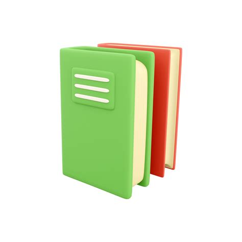 3d Rendering Two Books Isolated On White Background Minimalist Concept Green Red Books Design