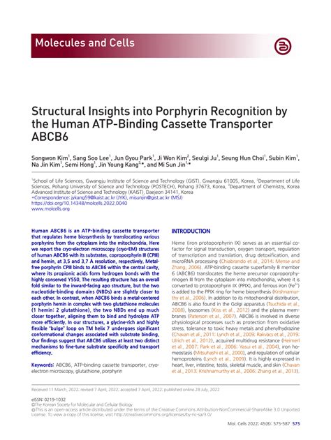 Pdf Structural Insights Into Porphyrin Recognition By The Human Atp Binding Cassette