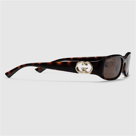 Rectangular Frame Sunglasses In Dark Tortoiseshell Gucci® Us