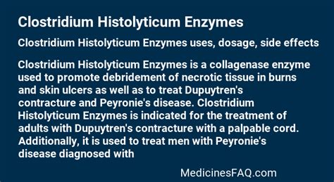 Clostridium Histolyticum Enzymes Uses Dosage Side Effects Food