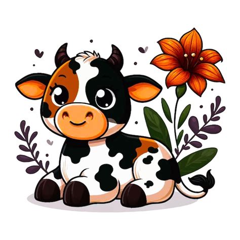 Милая бенгальская корова Вектор Иллюстрация мультфильма Премиум Ai сгенерированный вектор