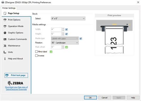 Zd420 Printer Cannot Print In Landscape 90 Or 270 Degrees Rotation