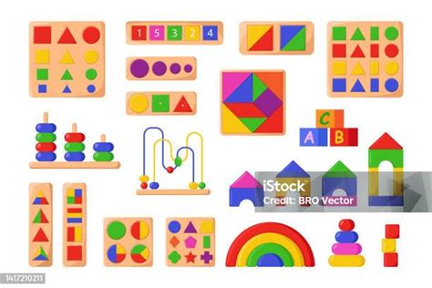 유아를위한 다른 몬테소리 장난감 벡터 일러스트 레이 션 세트 0명에 대한 스톡 벡터 아트 및 기타 이미지 0명 개발 교육 Istock