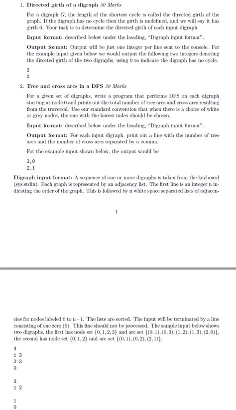 1 Directed Girth Of A Digraph 30 Marks For A Digraph