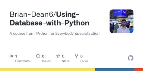 GitHub Brian Dean Using Database With Python A Course From Python For Everybody Specialization