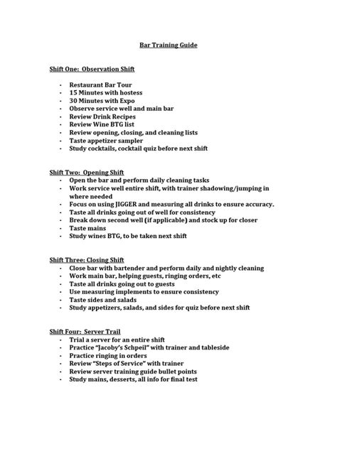 Bar Training Guide Pdf