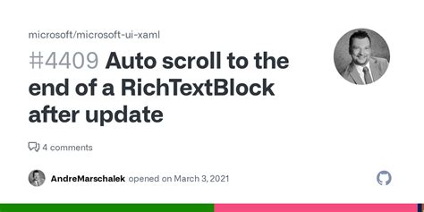 Auto Scroll To The End Of A Richtextblock After Update · Issue 4409 · Microsoftmicrosoft Ui