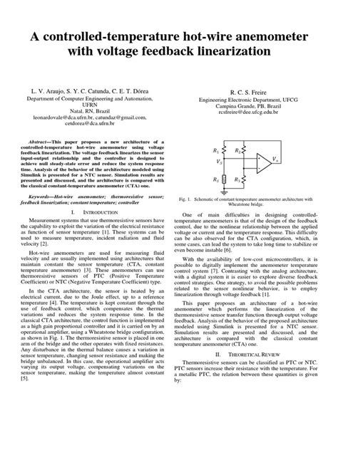 a controlled temperature hot wire anemometer with voltage feedback
