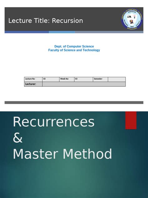 Week 03 Reccurence Pdf Recurrence Relation Mathematics