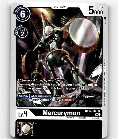 Digimon Mercurymon Across Time Bt12 066 C Ebay