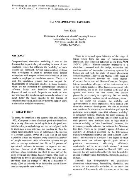 Pdf Hci And Simulation Packages