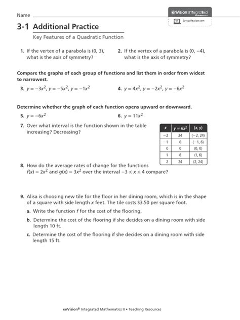 Key Feature Of Quadratic Function Pdf