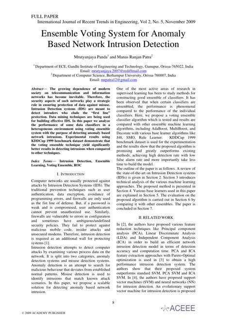 Pdf Ensemble Voting System For Anomaly Based Network Intrusion Detection