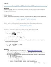 Chemistry 121 Virtual Lab Stoichiometry And Limiting Reactant Course Hero