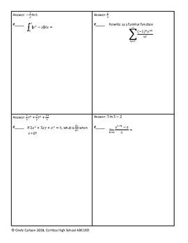 Circuit Training AP Calculus BC Review 3 By Cindy Carlson TpT