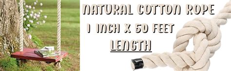 1 Inch X 50 Feet Natural Cotton Rope 3 Strand Thick Twisted Cotton