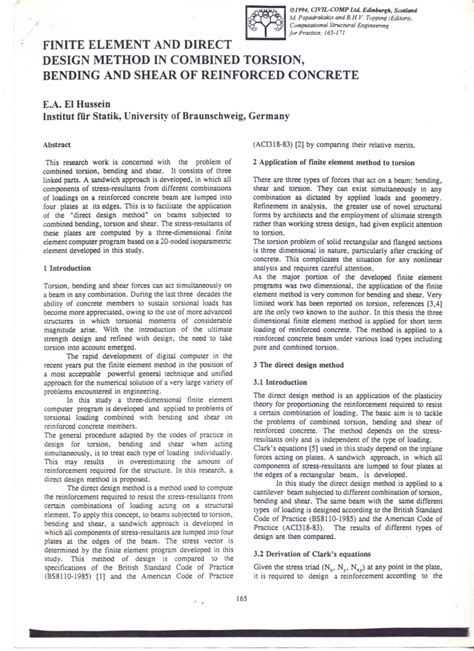Pdf Finite Element And Direct Design Method In Combined Torsion Bending And Shear Of