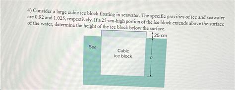 solved consider a large cubic ice block floating in