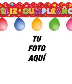 Tarjeta con globos de cumpleaños para editar con una foto