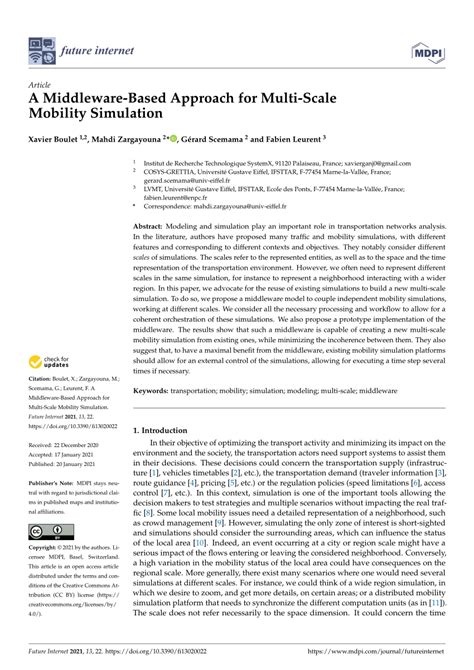 Pdf A Middleware Based Approach For Multi Scale Mobility Simulation