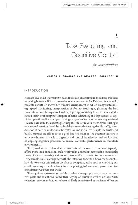 Pdf Task Switching And Cognitive Control An Introduction
