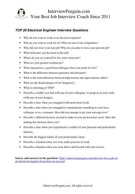 What Are Common Electrical Engineering Interview Questions
