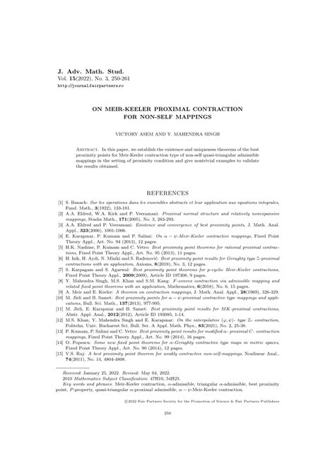 Pdf On Meir Keeler Proximal Contraction For Non Self Mappings