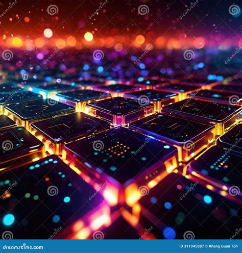 Representation Of Digital Blockchain With Glowing Energy Data Connections Stock Illustration