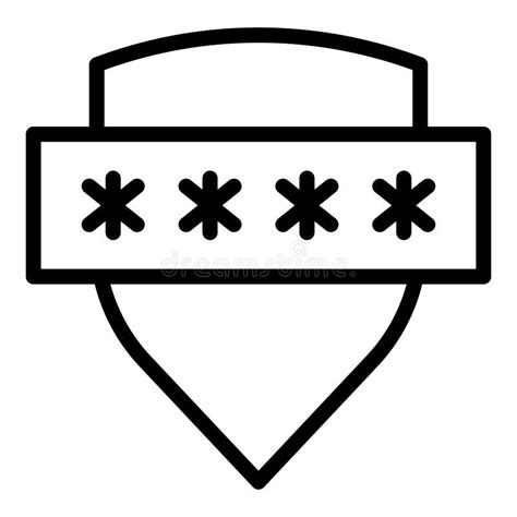 Password Shield Icon Outline Vector Safety Lock Stock Vector