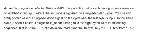 Solved Ascending Sequence Detector Write A VHDL Design Chegg Com