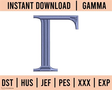 Gamma Embroidery Instant Download Greek Letter Digitized Dst Hus Jef Pes Xxx Embroidery