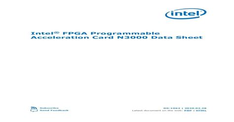 Pdf Intel® Fpga Programmable Acceleration Card N3000 Data Sheet · The