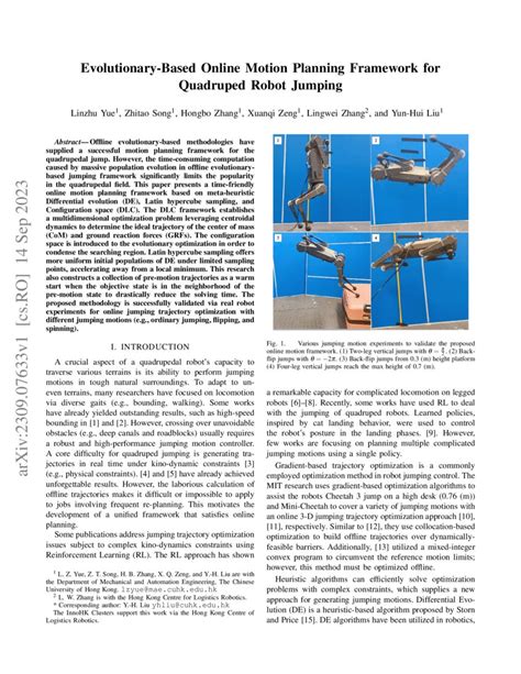 Evolutionary Based Online Motion Planning Framework For Quadruped Robot Jumping Deepai
