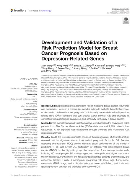 Pdf Development And Validation Of A Risk Prediction Model For Breast