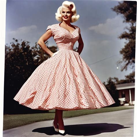 Jayne Mansfield Full Body 1950s Full Skirt Dress Ai Generated