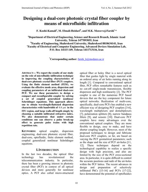 Pdf Designing A Dual Core Photonic Crystal Fiber Coupler By Means Of Microfluidic Infiltration