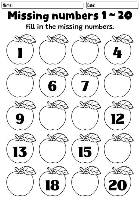 Missing Number Worksheets 1 20 Number Worksheets Missing Number