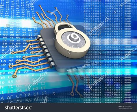 3d Illustration Electronic Microprocessor Over Code Stock Illustration