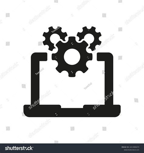 Computer System Update Black Pictogram Settings Stock Vector Royalty Free 2213400273