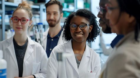 A Team Of Diverse Scientists In A Laboratory Setting Collaborating And