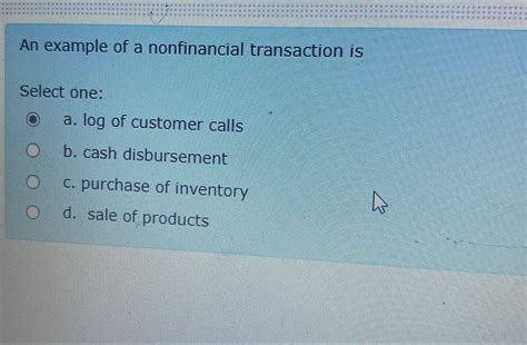 solved an example of a nonfinancial transaction isselect