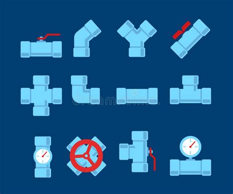 Pipe Fitting Vector Set Pipeline Vector Illustration Pipe Fitting For Repair Home Gas Pipe